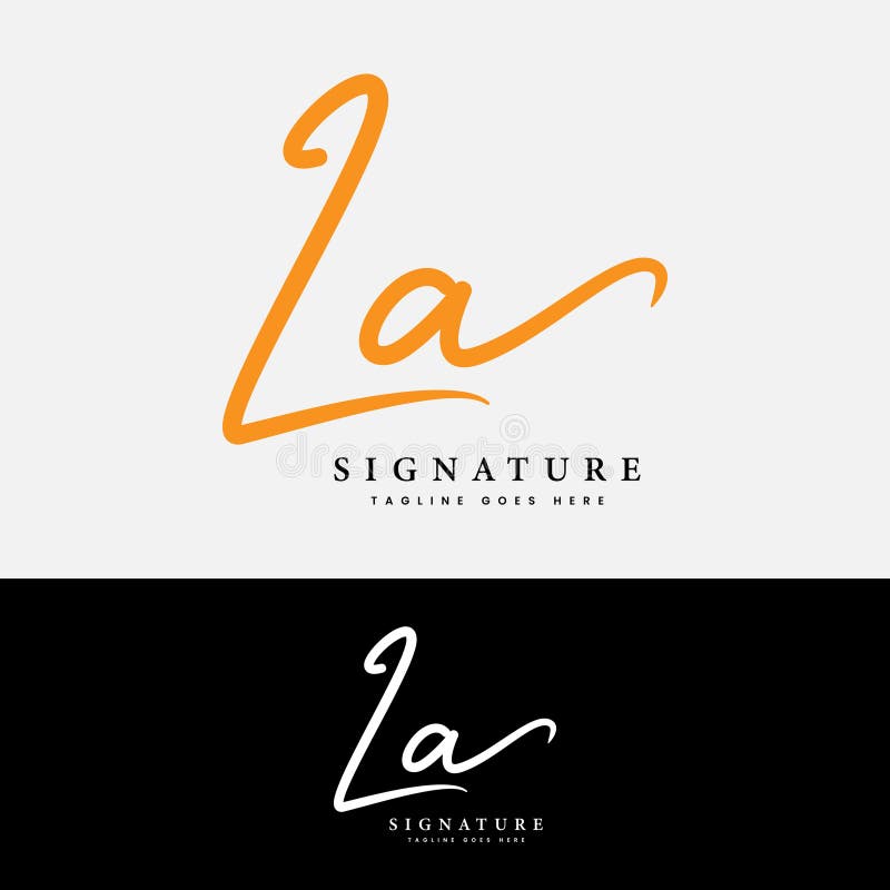 L, a, LA Initial Letter Logo. Alphabet LA Handwritten Signature Logo ...