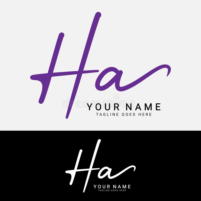 H, a, HA Initial Letter Logo. Alphabet HA Handwritten Signature Logo ...