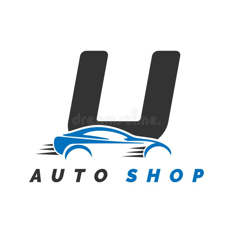 Letter U Logo Auto Mechanic with Car Style. Alphabet U Automotive Car ...