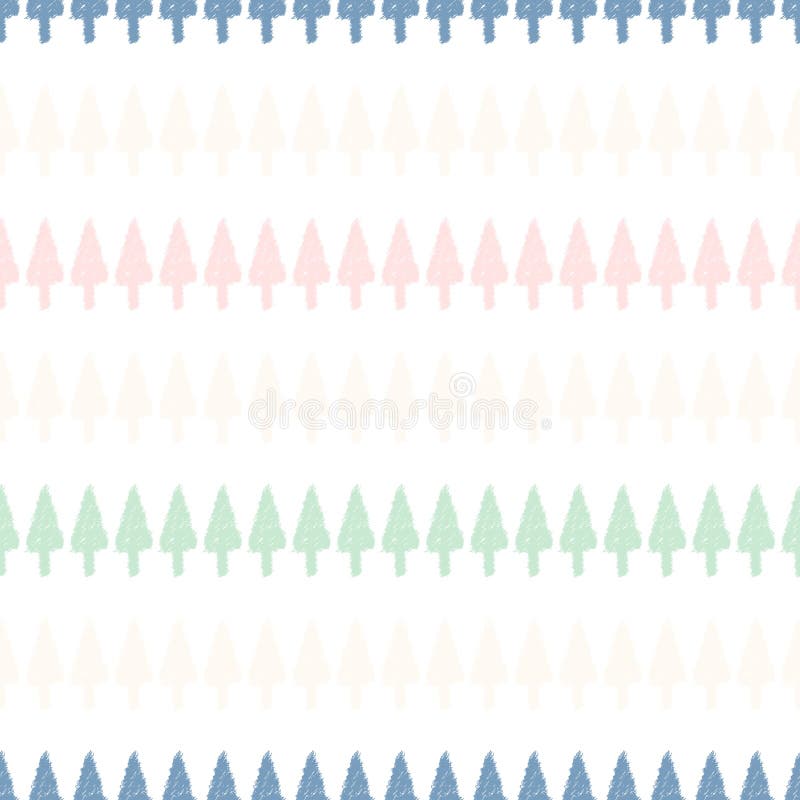Seamless Pattern with Hand Drawn Winter Christmas Trees in Stripes ...