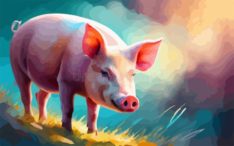 Watercolor Illustration of Pig, Illustration, Generative AI Stock ...
