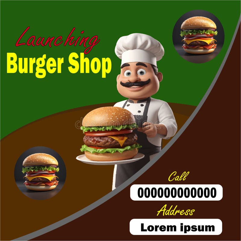 Burger Shop Launching Advertising Poster Stock Illustration ...