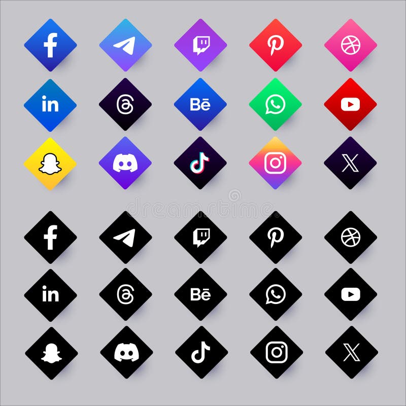 Set of Social Media Logos Pack Illustration Vector Editorial Image ...