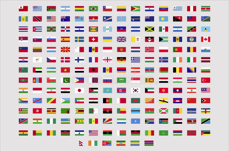 Set of World Flags Collection in a Square Pattern Illustration Vector ...