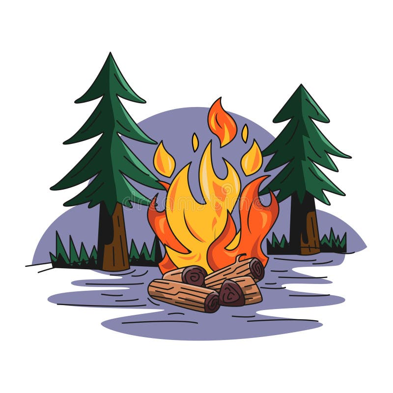 Vector Campfire with Firewood Stock Vector - Illustration of poster ...