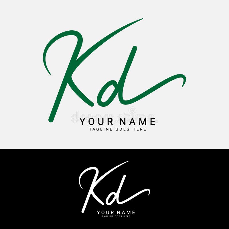 K, D, KD Initial Letter Logo. Alphabet KD Handwritten Signature Logo ...