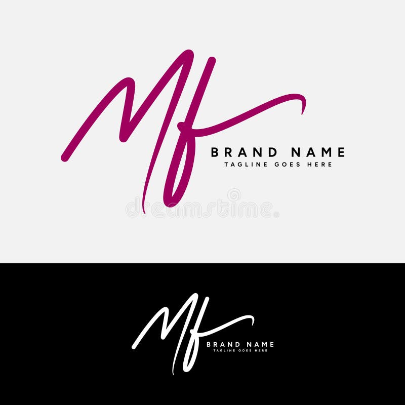 M, F, MF Initial Letter Logo. Alphabet MF Handwritten Signature Logo ...