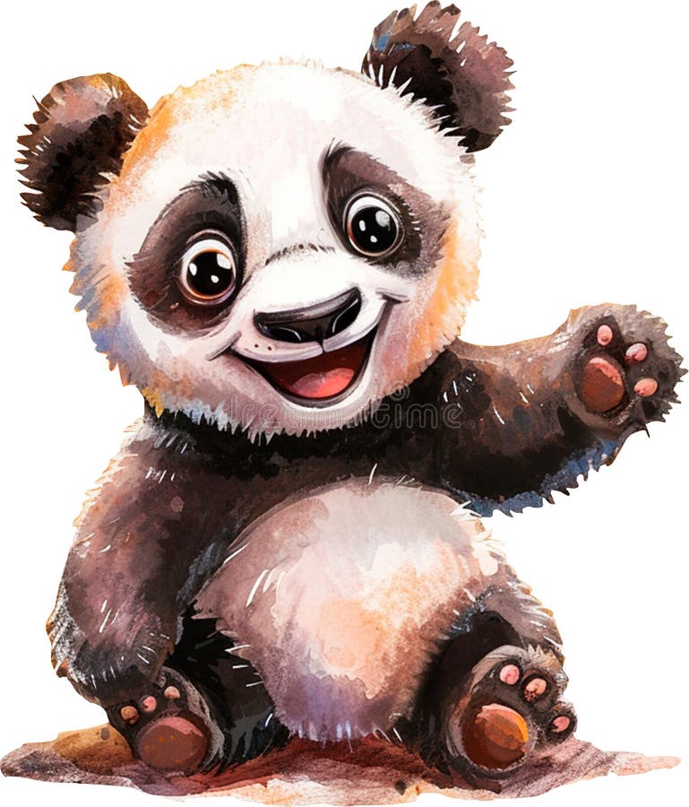 Watercolor Character, Cute Smiling Panda Stock Illustration ...
