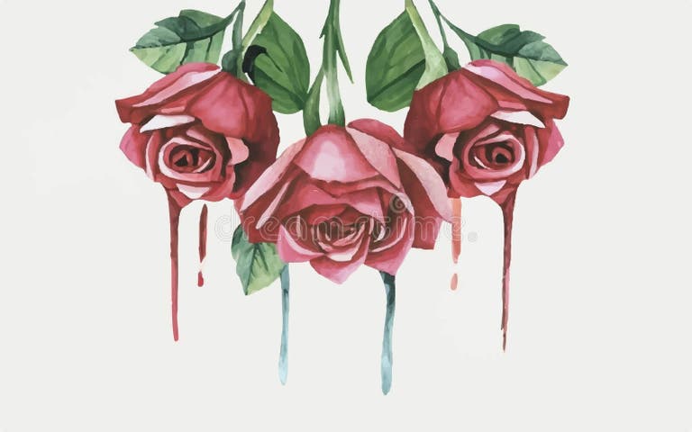 Watercolor Illustration of Dripping Roses, Illustration, Generative AI ...