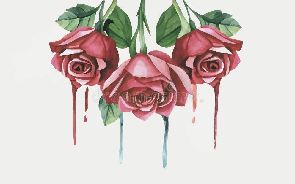Watercolor Illustration of Dripping Roses, Illustration, Generative AI ...