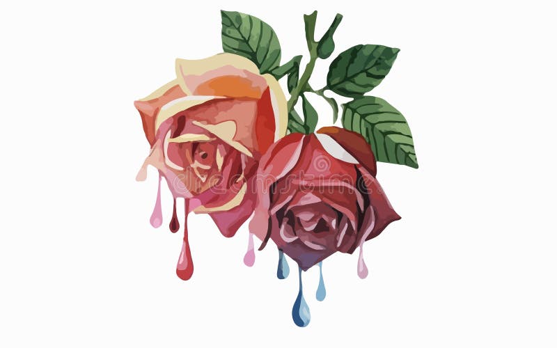 Watercolor Illustration of Dripping Roses, Illustration, Generative AI ...