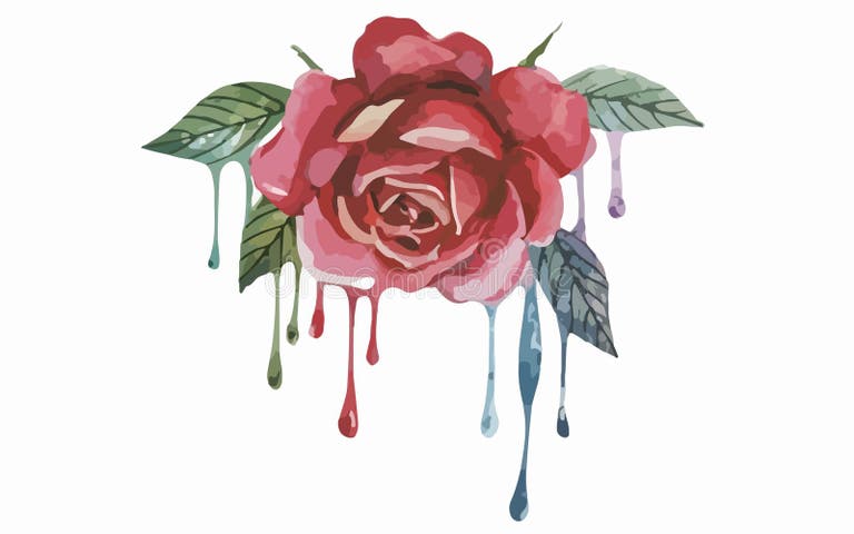 Watercolor Illustration of Dripping Roses, Illustration, Generative AI ...