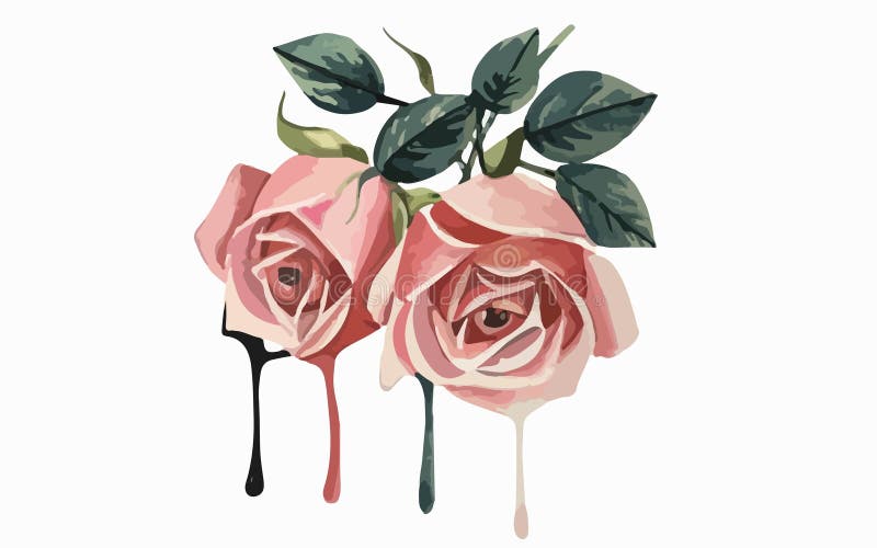 Watercolor Illustration of Dripping Roses, Illustration, Generative AI ...