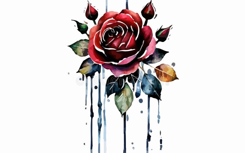 Watercolor Illustration of Dripping Roses, Illustration, Generative AI ...
