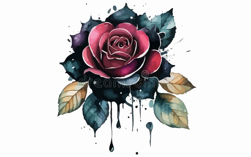 Watercolor Illustration of Dripping Roses, Illustration, Generative AI ...