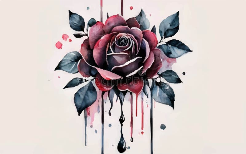 Watercolor Illustration of Dripping Roses, Illustration, Generative AI ...