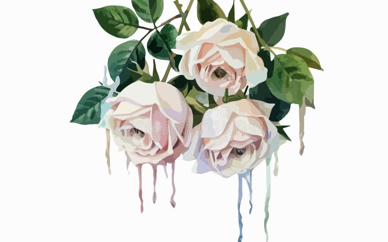 Watercolor Illustration of Dripping Roses, Illustration, Generative AI ...