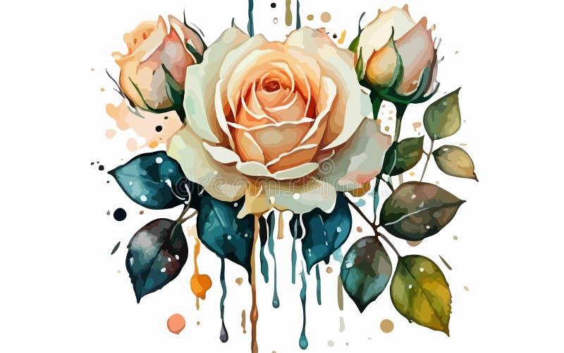 Watercolor Illustration of Dripping Roses, Illustration, Generative AI ...