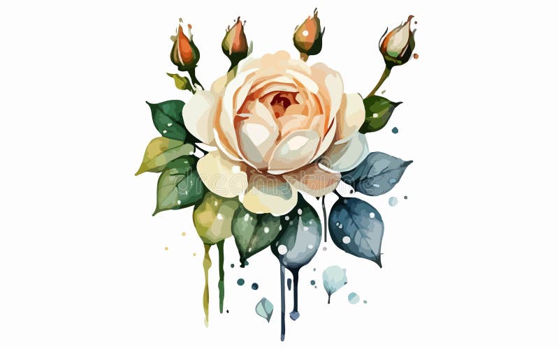 Watercolor Illustration of Dripping Roses, Illustration, Generative AI ...