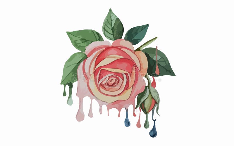 Watercolor Illustration of Dripping Roses, Illustration, Generative AI ...