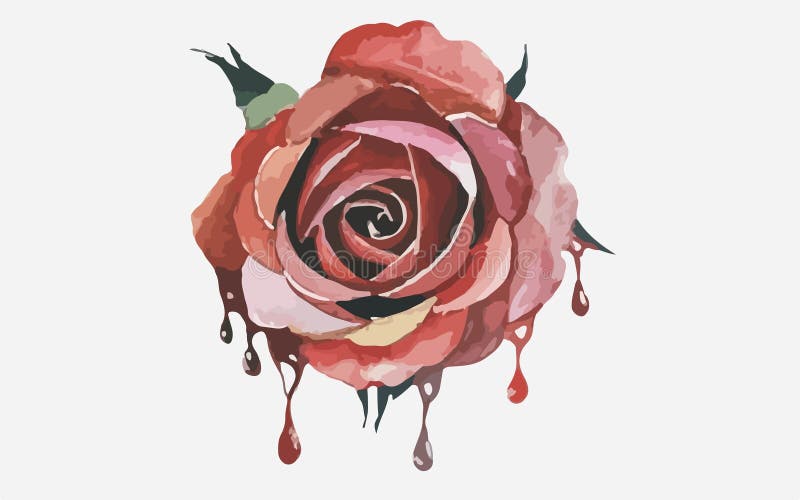 Watercolor Illustration of Dripping Roses, Illustration, Generative AI ...