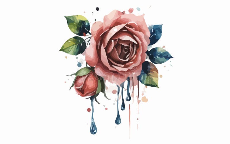 Watercolor Illustration of Dripping Roses, Illustration, Generative AI ...