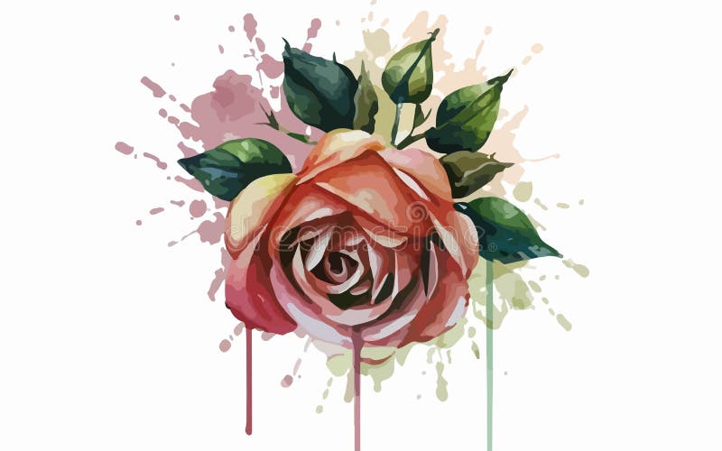 Watercolor Illustration of Dripping Roses, Illustration, Generative AI ...