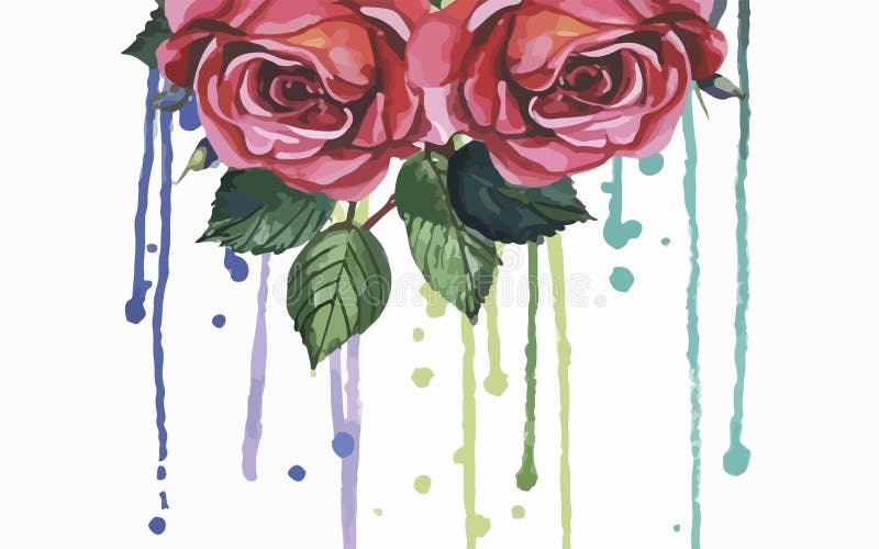 Watercolor Illustration of Dripping Roses, Illustration, Generative AI ...