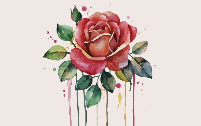 Watercolor Illustration of Dripping Roses, Illustration, Generative AI ...