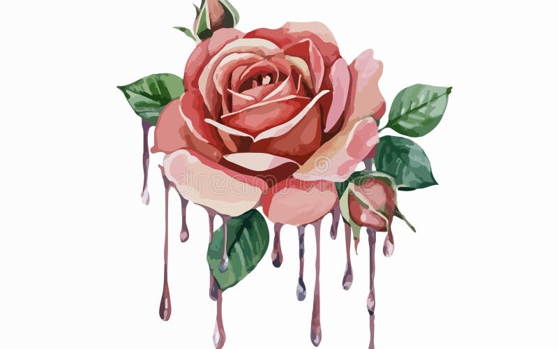 Watercolor Illustration of Dripping Roses, Illustration, Generative AI ...