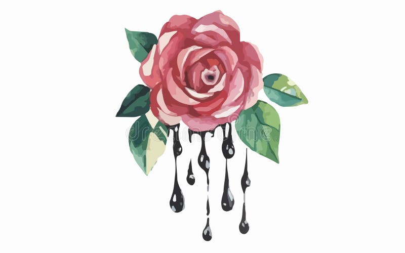 Watercolor Illustration of Dripping Roses, Illustration, Generative AI ...