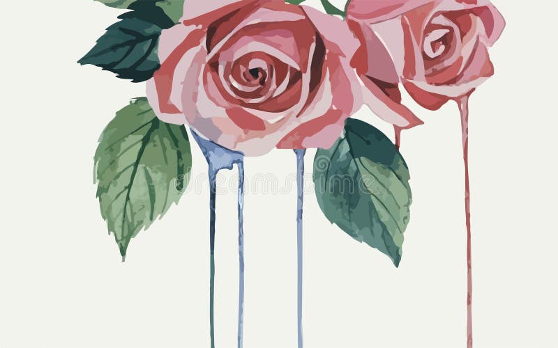 Watercolor Illustration of Dripping Roses, Illustration, Generative AI ...