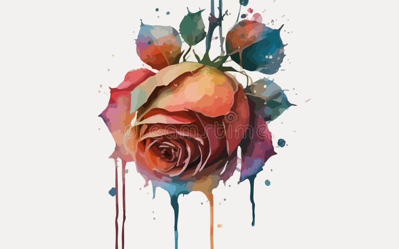 Watercolor Illustration of Dripping Roses, Illustration, Generative AI ...