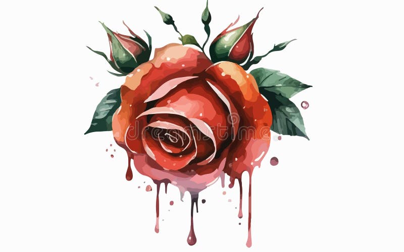 Watercolor Illustration of Dripping Roses, Illustration, Generative AI ...