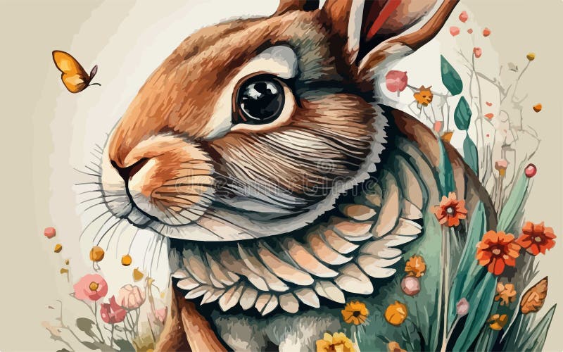 Watercolor Illustration of Rabbit, Illustration, Generative AI Stock ...