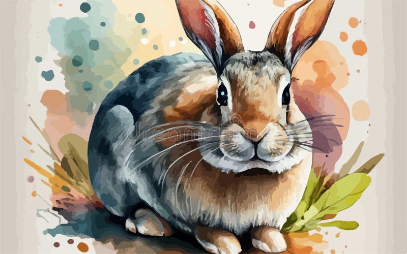 Watercolor Illustration of Rabbit, Illustration, Generative AI Stock ...