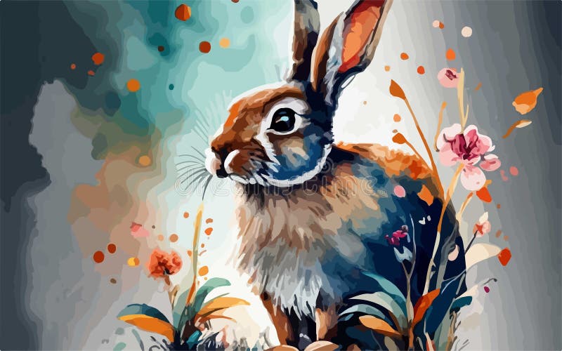 Watercolor Illustration of Rabbit, Illustration, Generative AI Stock ...