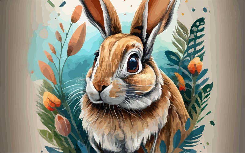 Watercolor Illustration of Rabbit, Illustration, Generative AI Stock ...