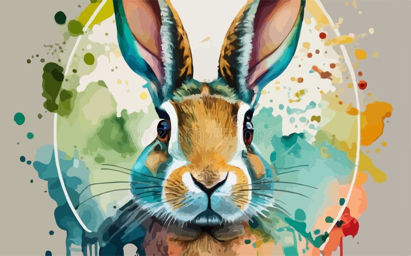 Watercolor Illustration of Rabbit, Illustration, Generative AI Stock ...