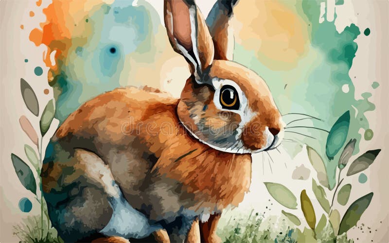 Watercolor Illustration of Rabbit, Illustration, Generative AI Stock ...