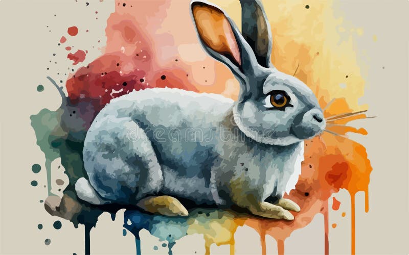 Watercolor Illustration of Rabbit, Illustration, Generative AI Stock ...