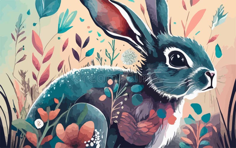 Watercolor Illustration of Rabbit, Illustration, Generative AI Stock ...