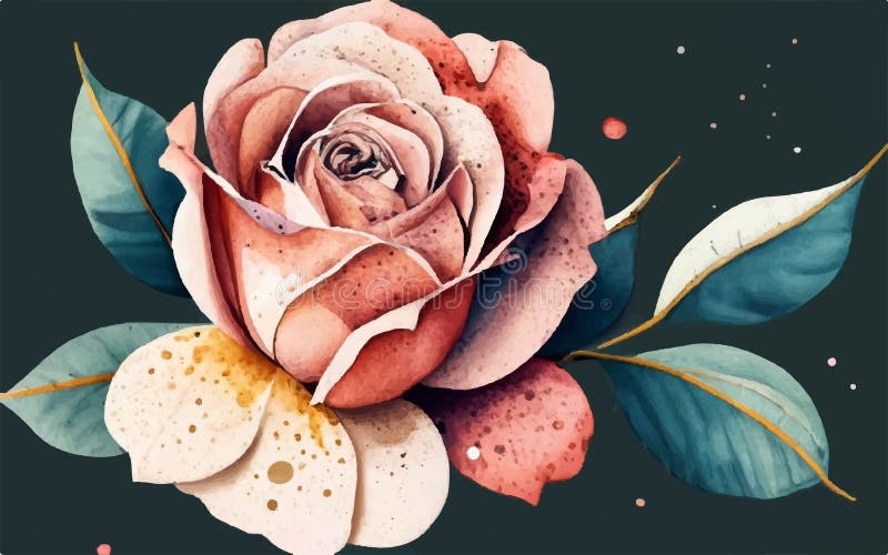 Watercolor Illustration of Rose Flower, Illustration, Generative AI ...