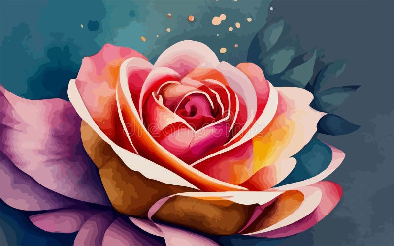 Watercolor Illustration of Rose Flower, Illustration, Generative AI ...