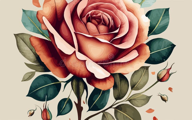 Watercolor Illustration of Rose Flower, Illustration, Generative AI ...
