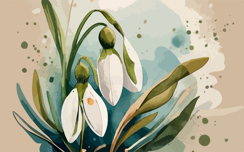 Watercolor Illustration of Snowdrop, Illustration, Generative AI Stock ...