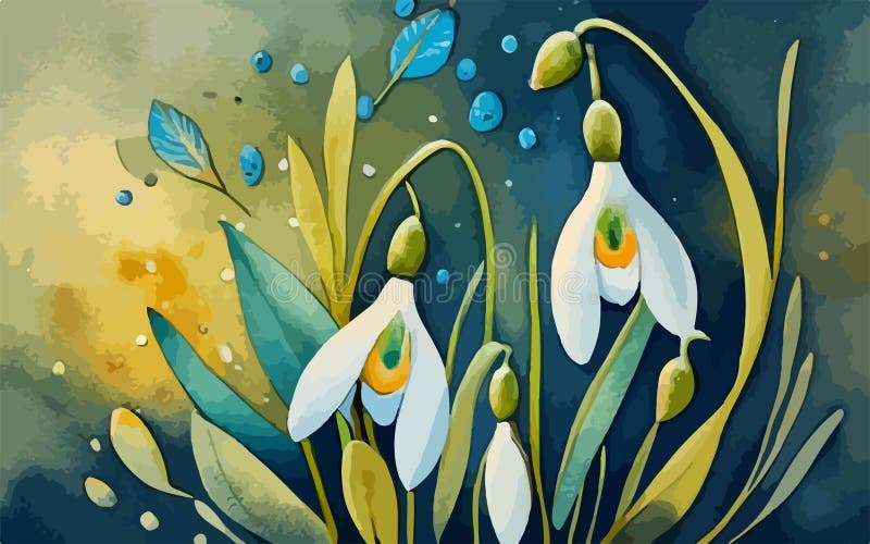 Watercolor Illustration of Snowdrop, Illustration, Generative AI Stock ...