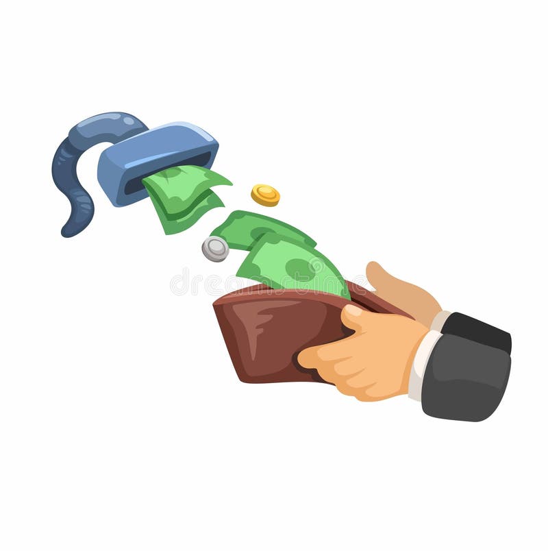 Vaccuum Take Money from Wallet Cartoon Illustration Vector Stock Vector ...