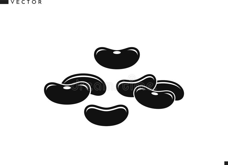 Black Kidney Bean Vector. Isolated Kidney Beans on White Background ...