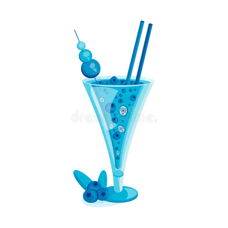 Blueberry Cocktail for the Bar with Two Straws Stock Vector ...